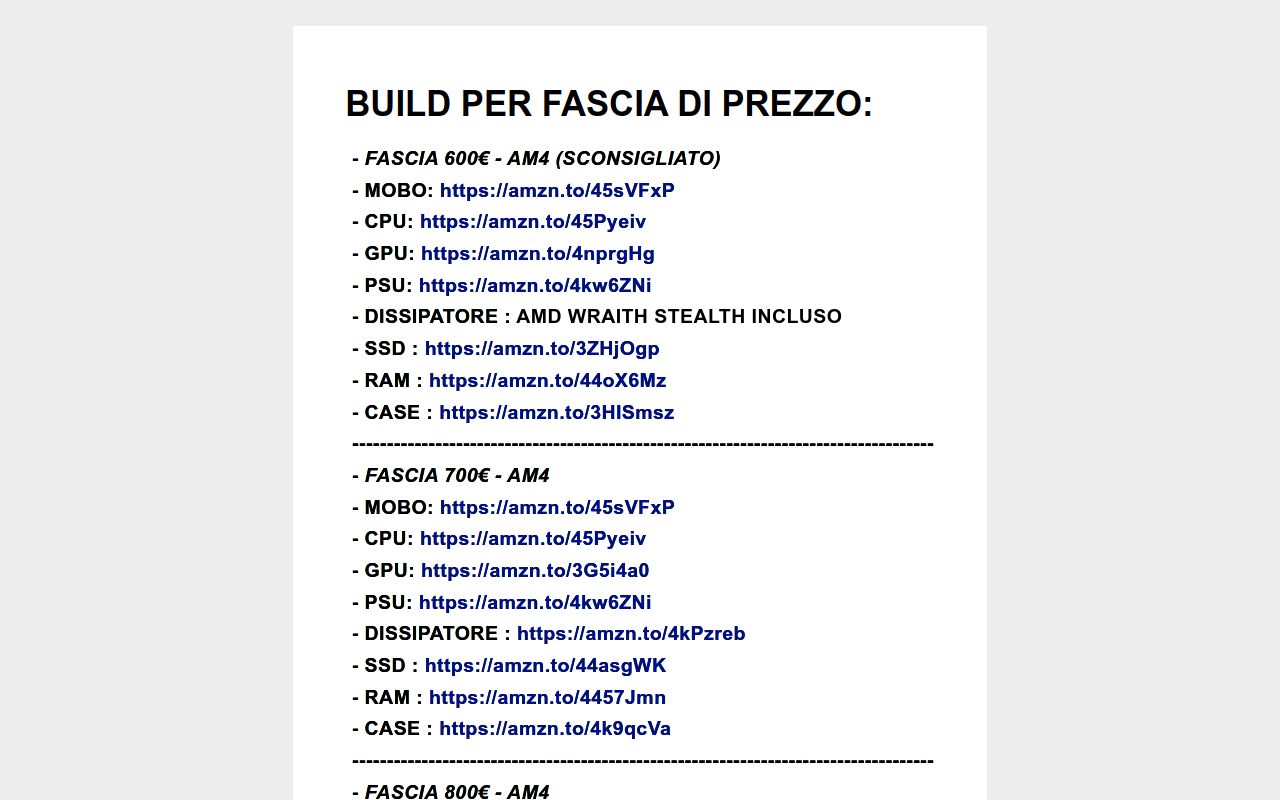 BUILD GAMING PER OGNI FASCIA DI PREZZO!